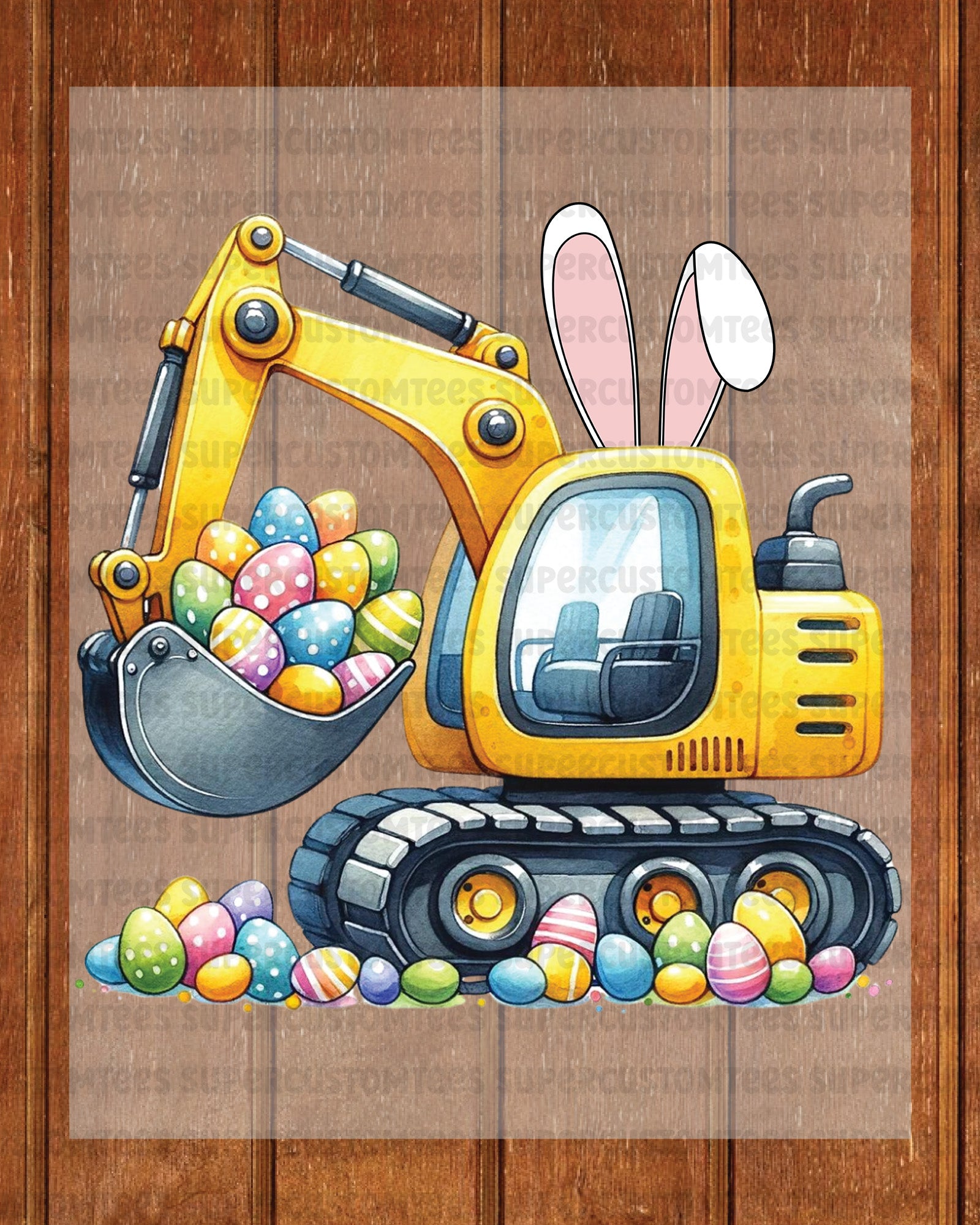 Easter Kids Truck DTF Transfer Ready To Press, Easter Eggs Cavator Iron on Transfers for Shirts ...