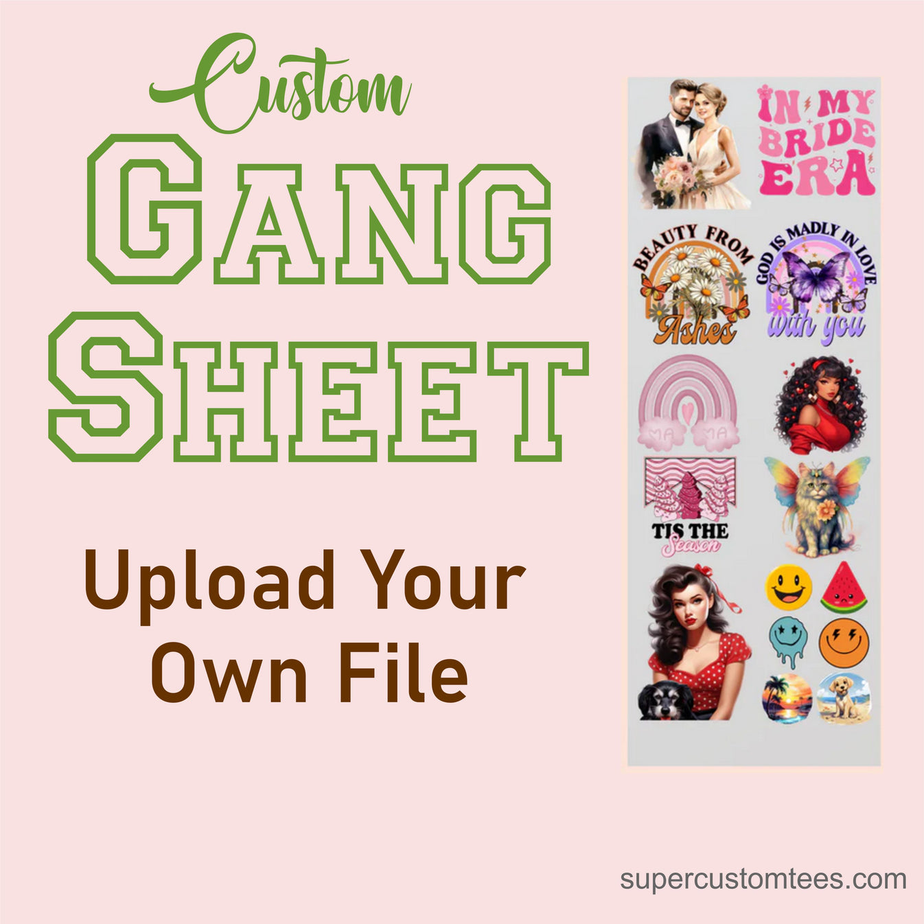 22" Width - Custom DTF Gang Sheet - Upload Your Own File – Super Custom ...
