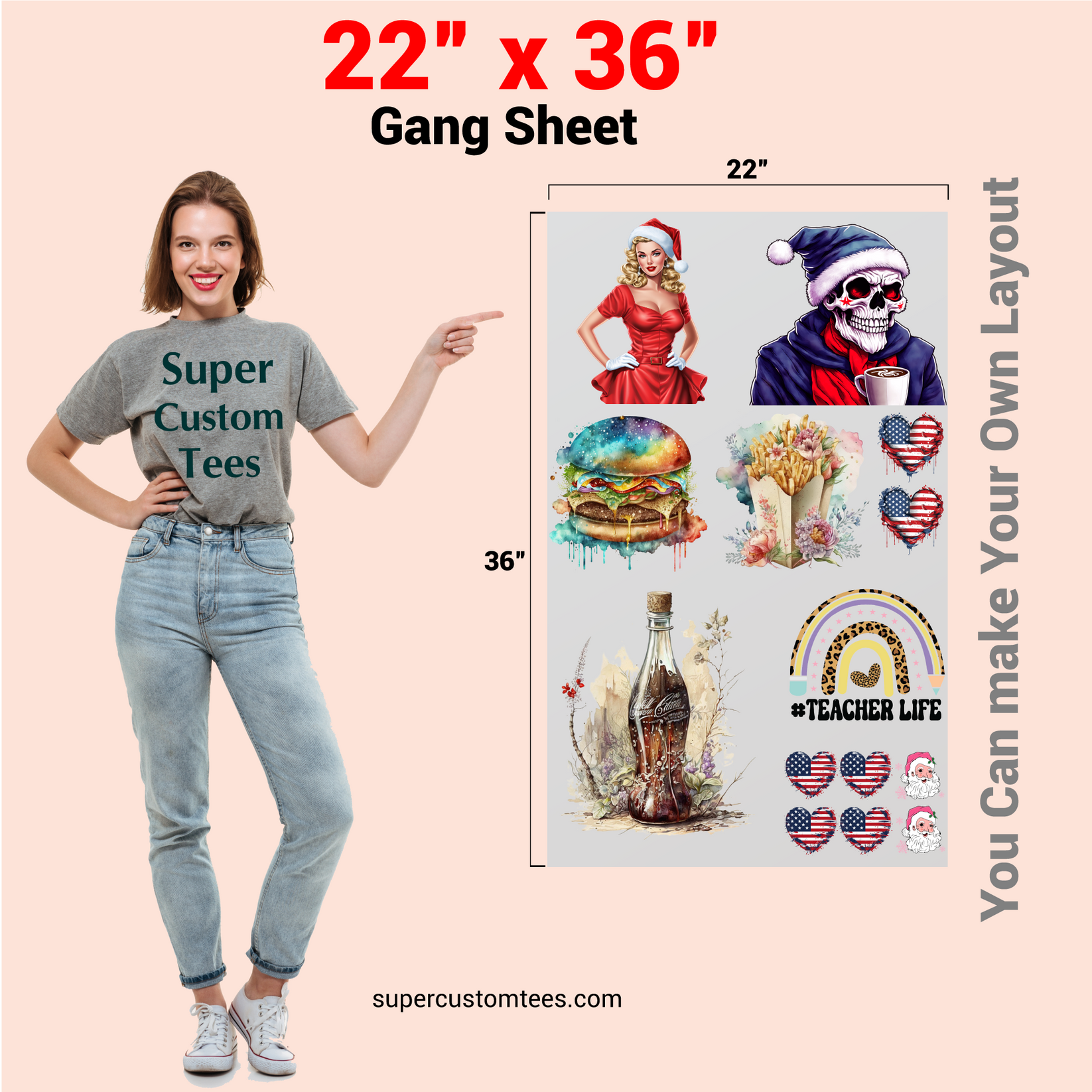 22" Width - DTF Gang Sheet - Online Builder – Super Custom Tees