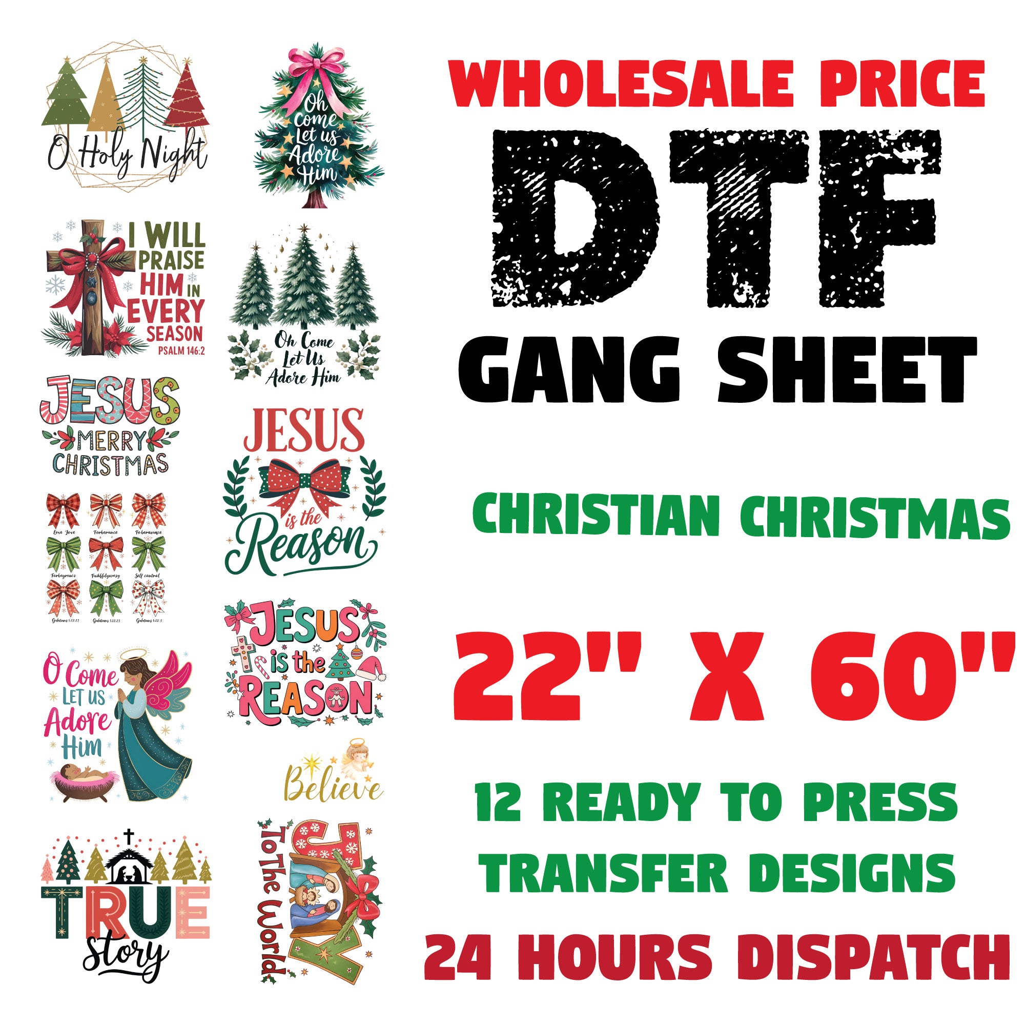 Christian Christmas Gang Sheet – Super Custom Tees