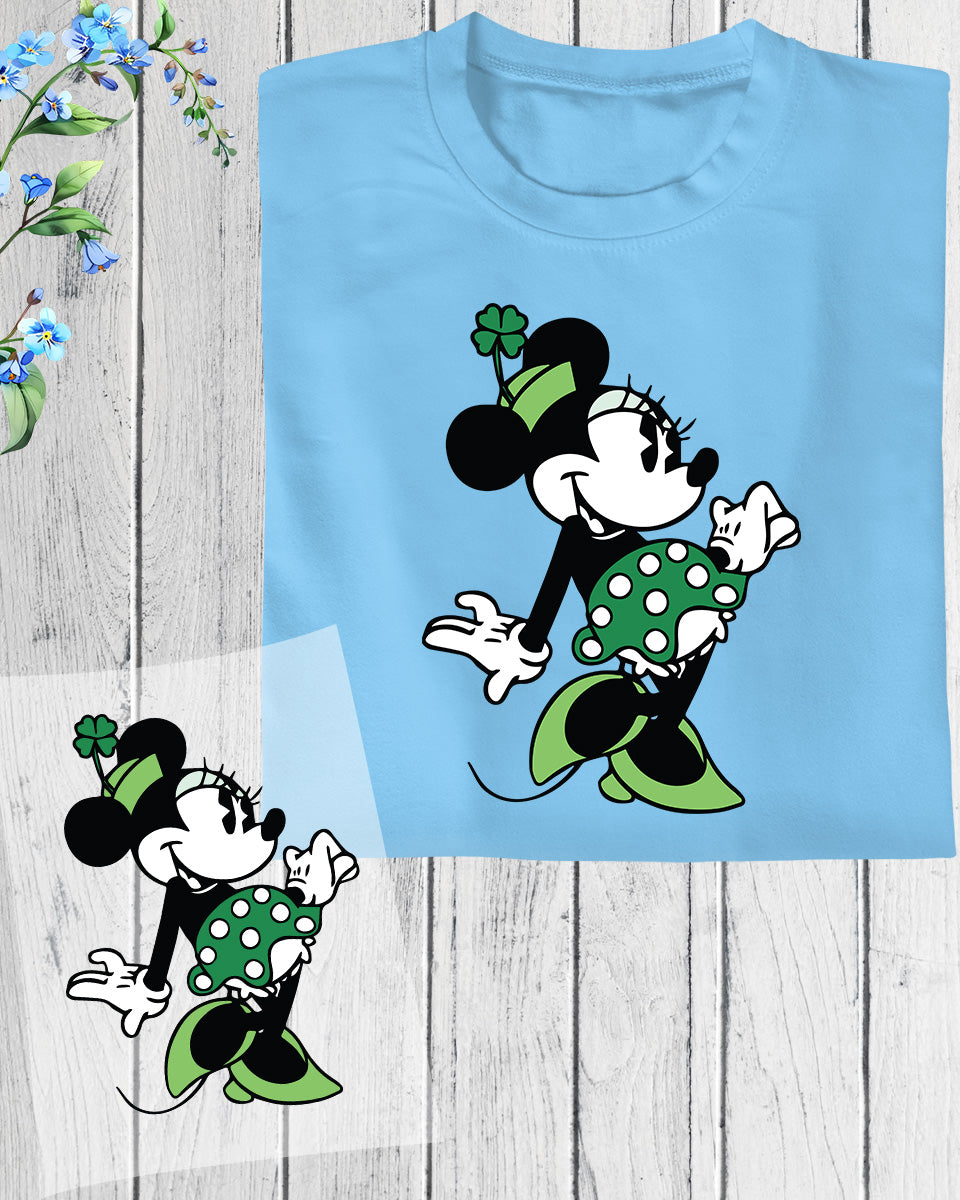 Minnie Mouse St Patricks Ready to Press Heat Transfers – Super Custom Tees